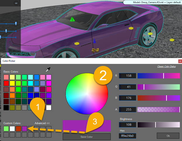 Changing the Color of Models or Objects