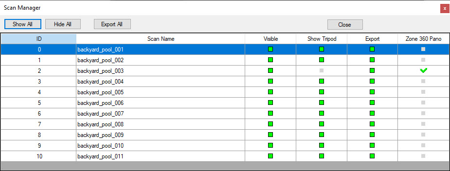 Scan Manager and Scanner Tool Panel